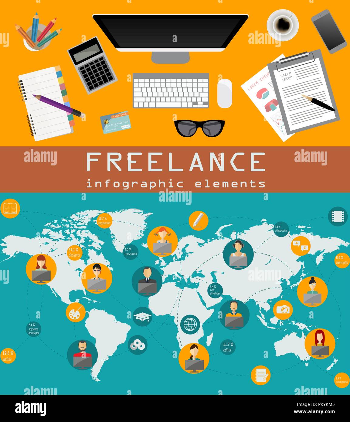 Freelance infographic template. Set elements for creating you own ...