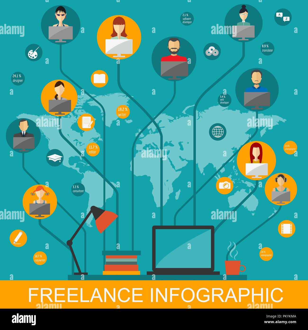 Freelance infographic template. Set elements for creating you own ...
