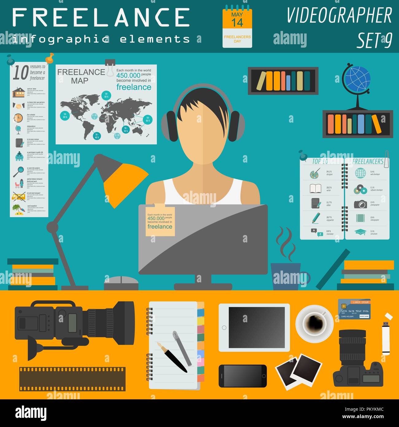 Freelance infographic template. Set elements for creating you own ...