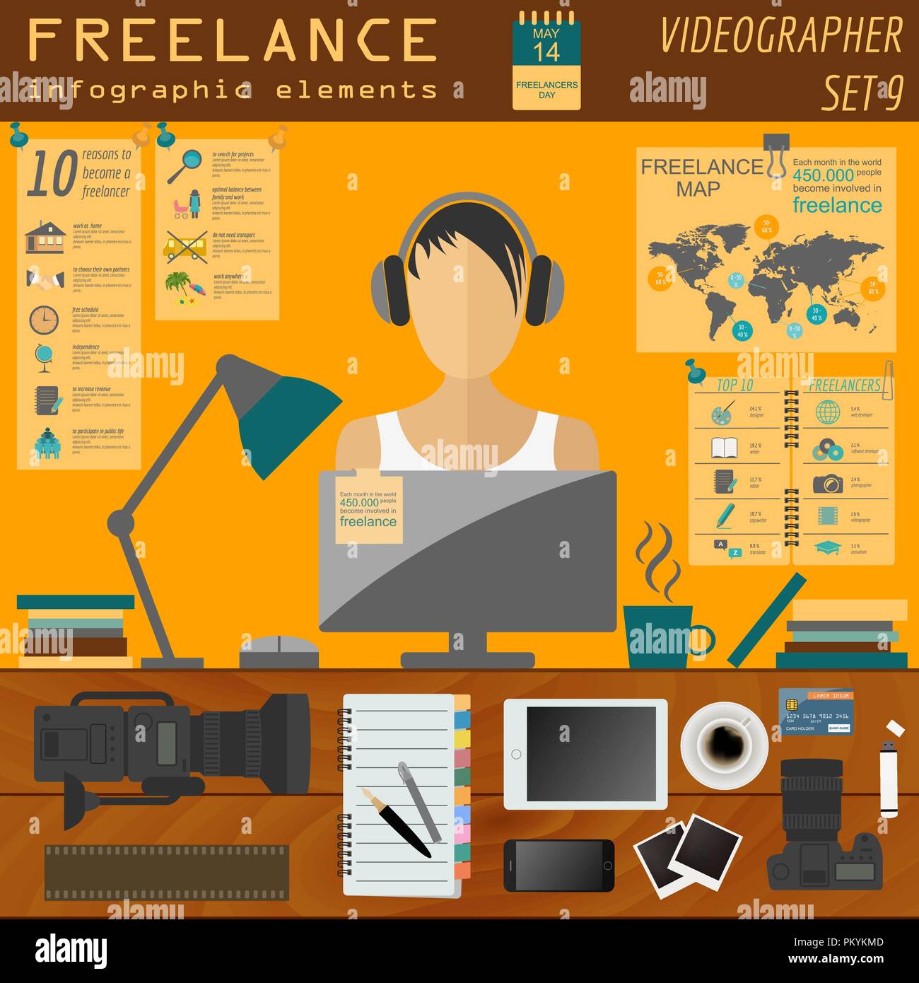 Freelance infographic template. Set elements for creating you own ...