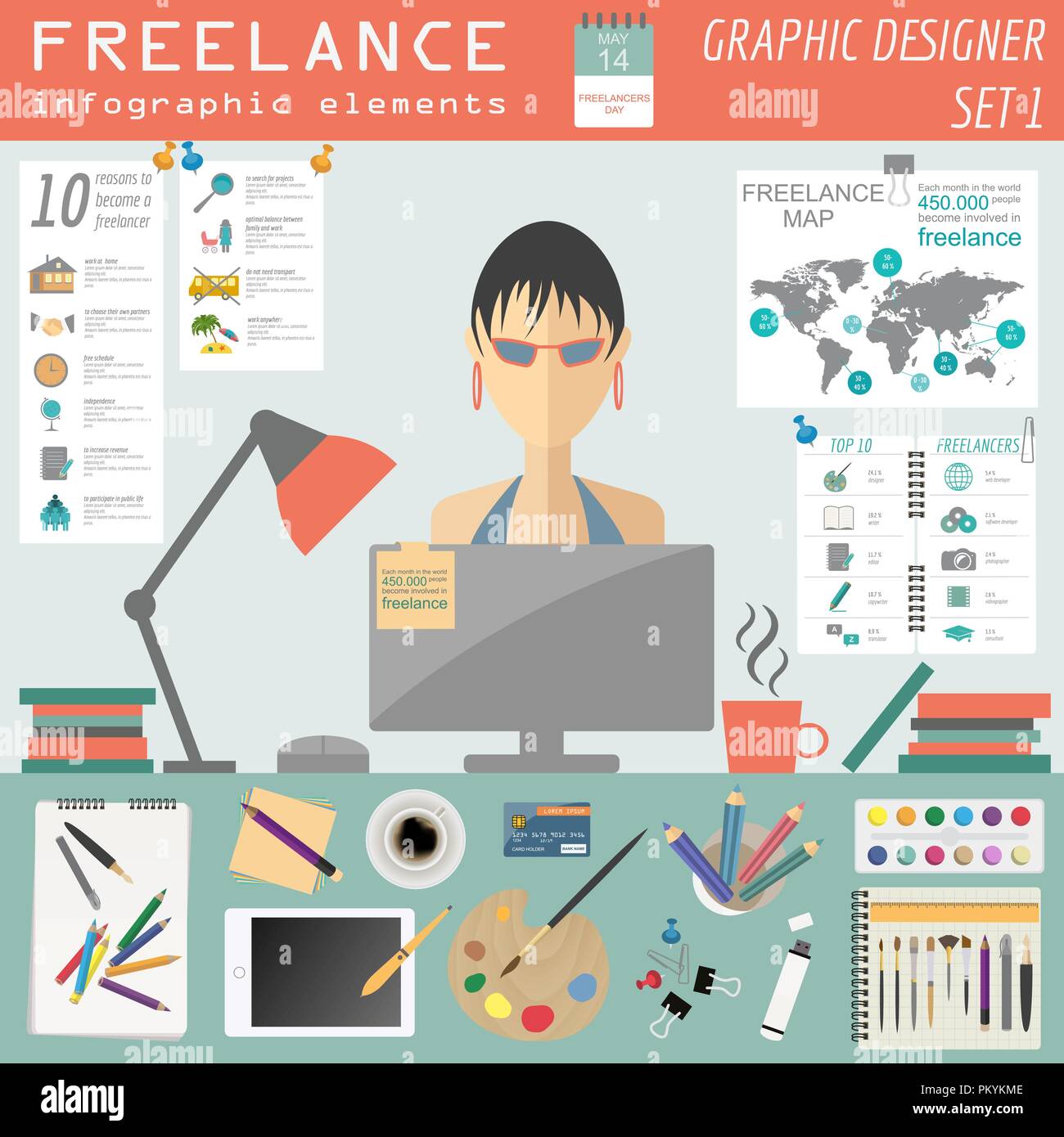 Freelance infographic template. Set elements for creating you own ...