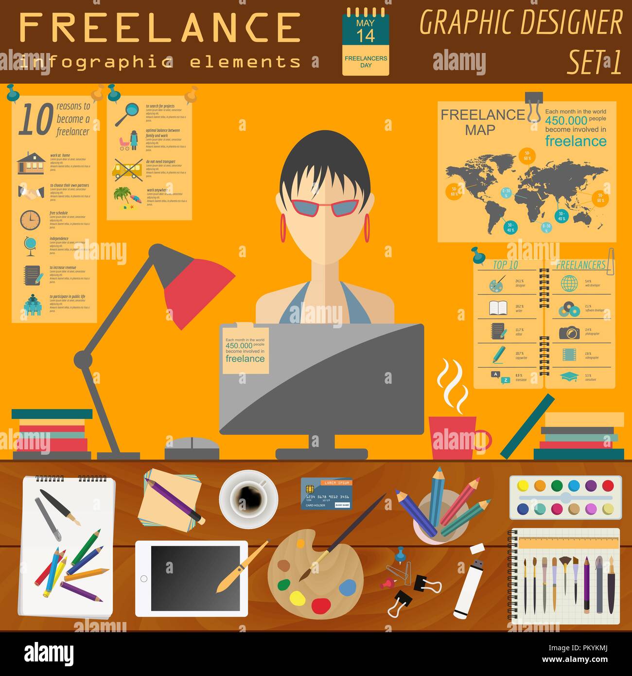 Freelance infographic template. Set elements for creating you own ...