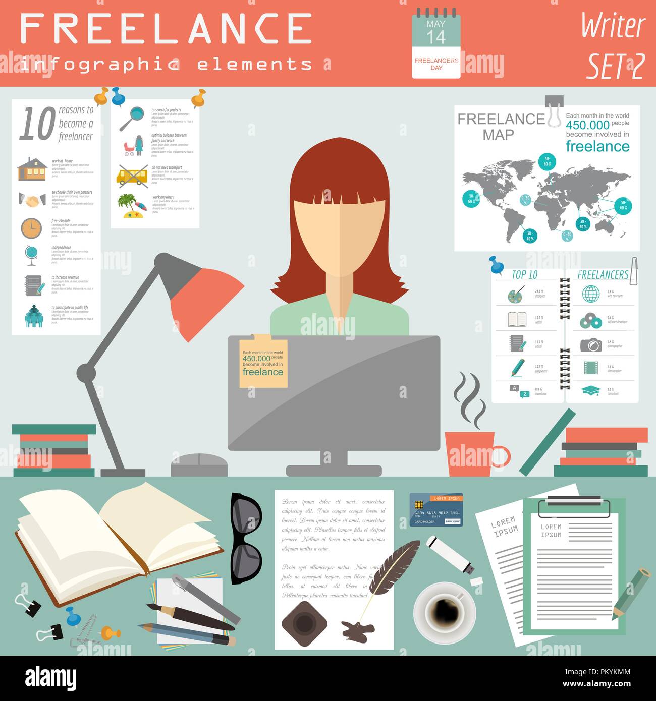Freelance infographic template. Set elements for creating you own ...
