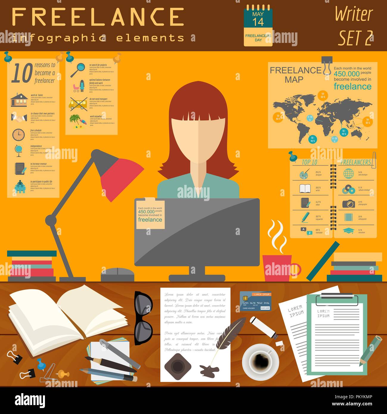 Freelance infographic template. Set elements for creating you own ...