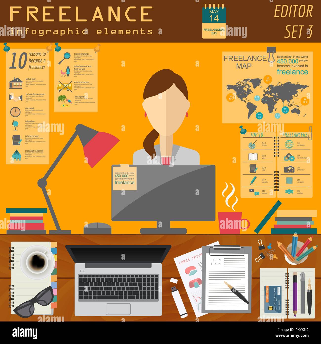 Freelance infographic template. Set elements for creating you own ...
