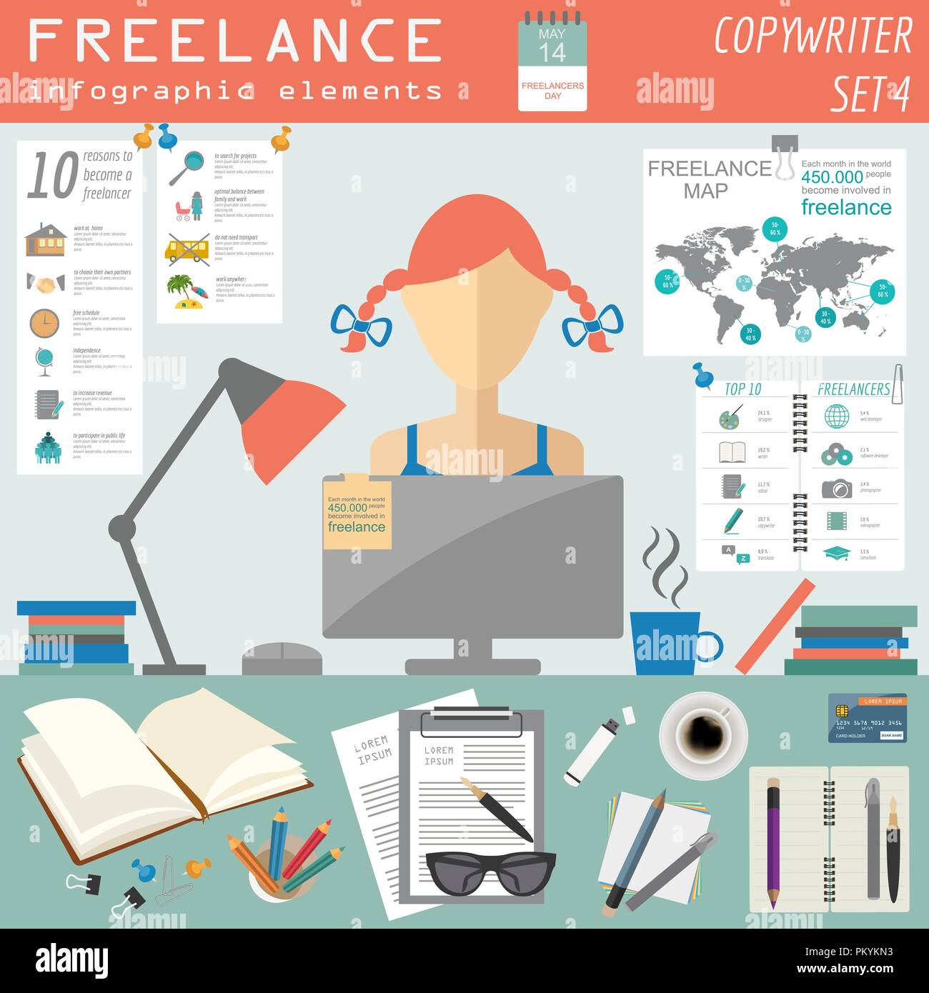 Freelance infographic template. Set elements for creating you own ...