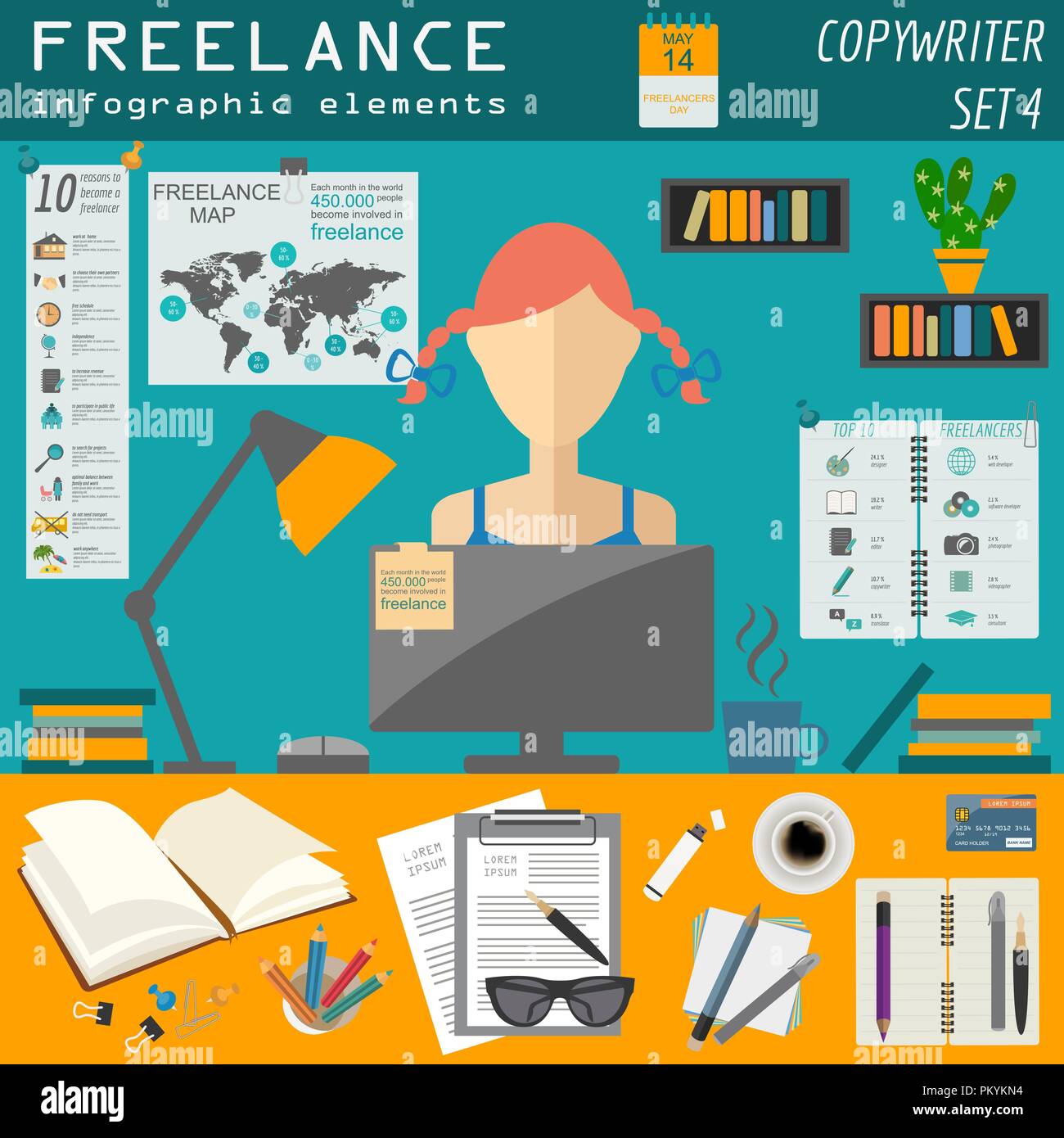 Freelance infographic template. Set elements for creating you own ...