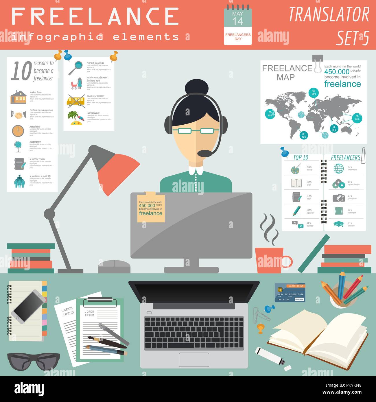 Freelance infographic template. Set elements for creating you own ...