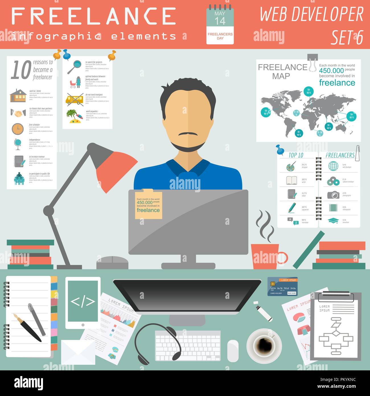 Freelance infographic template. Set elements for creating you own ...