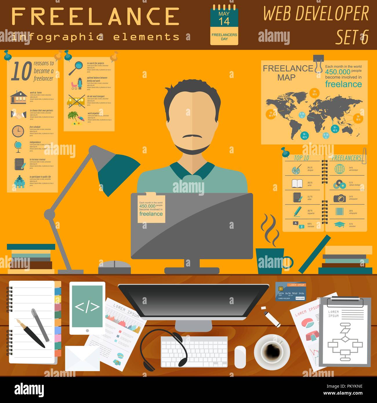 Freelance infographic template. Set elements for creating you own ...
