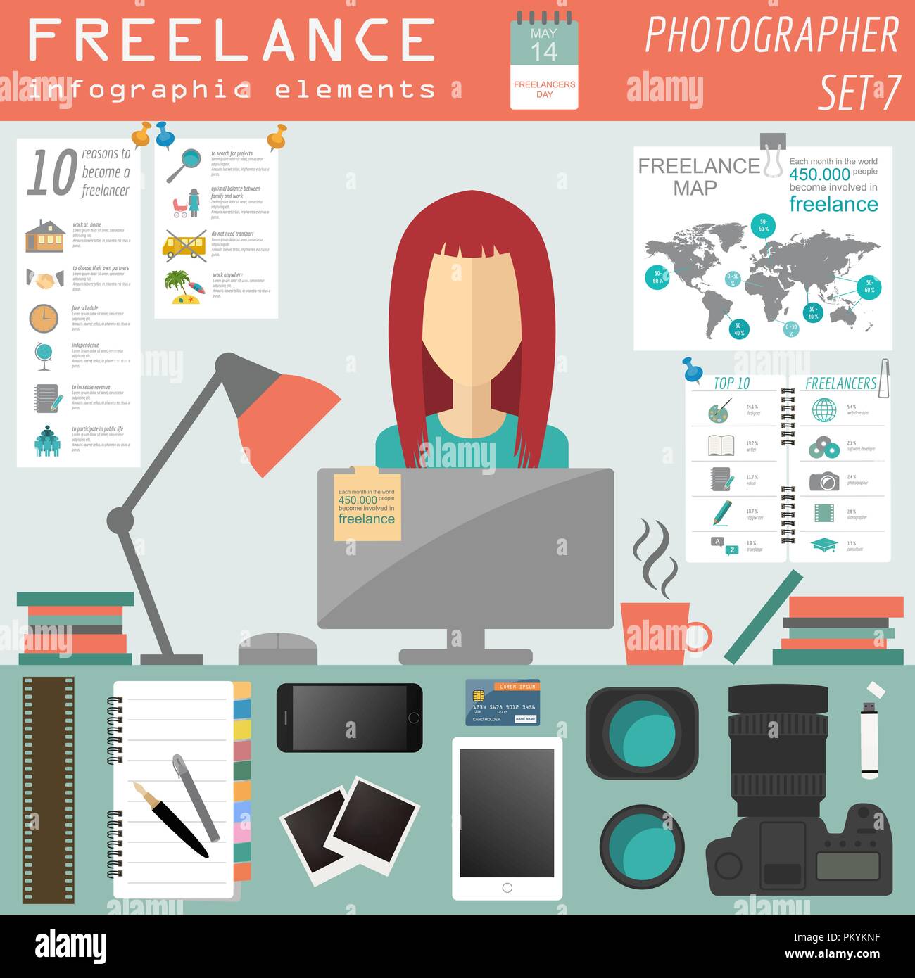 Freelance infographic template. Set elements for creating you own ...