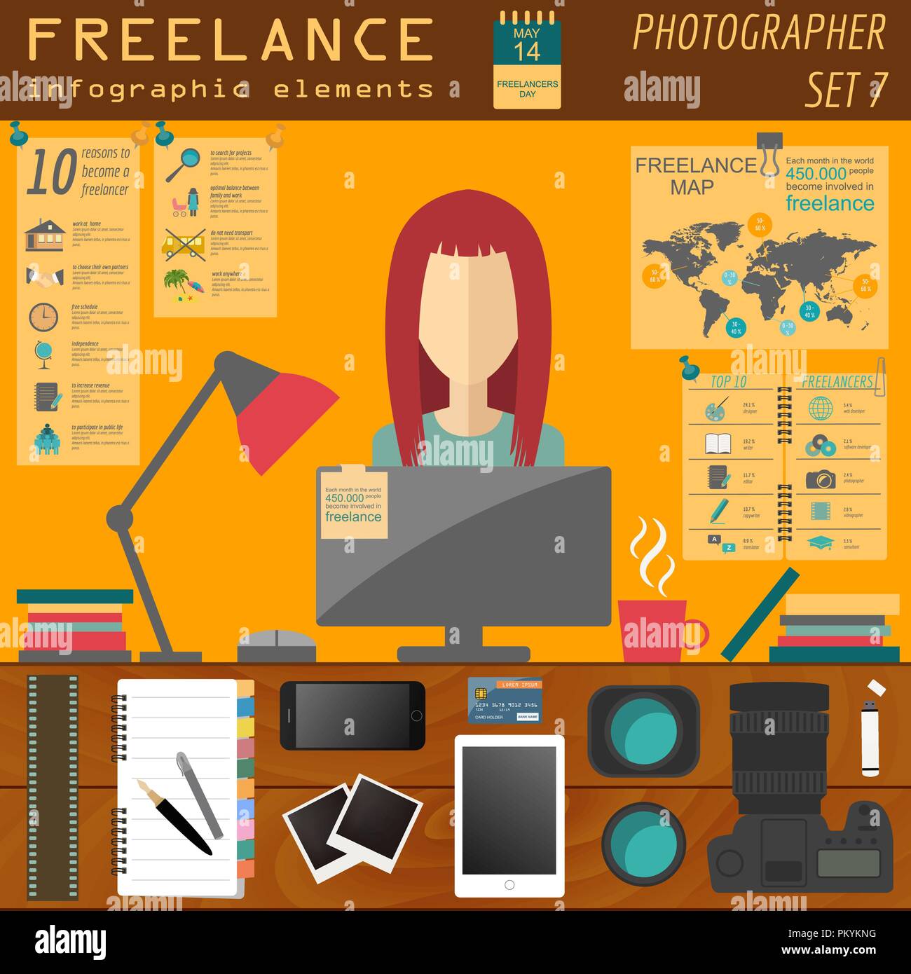 Freelance infographic template. Set elements for creating you own ...