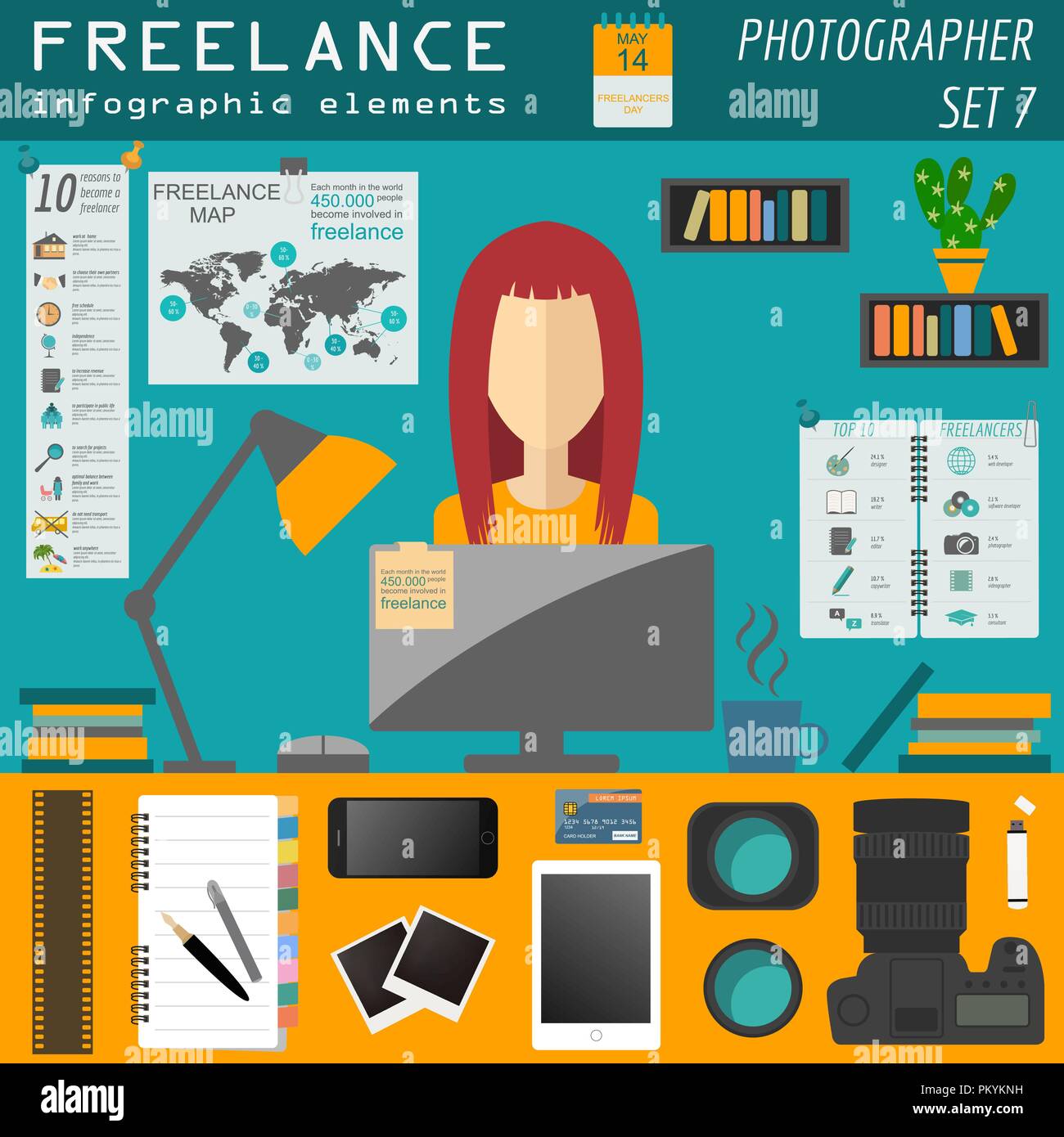 Freelance infographic template. Set elements for creating you own ...