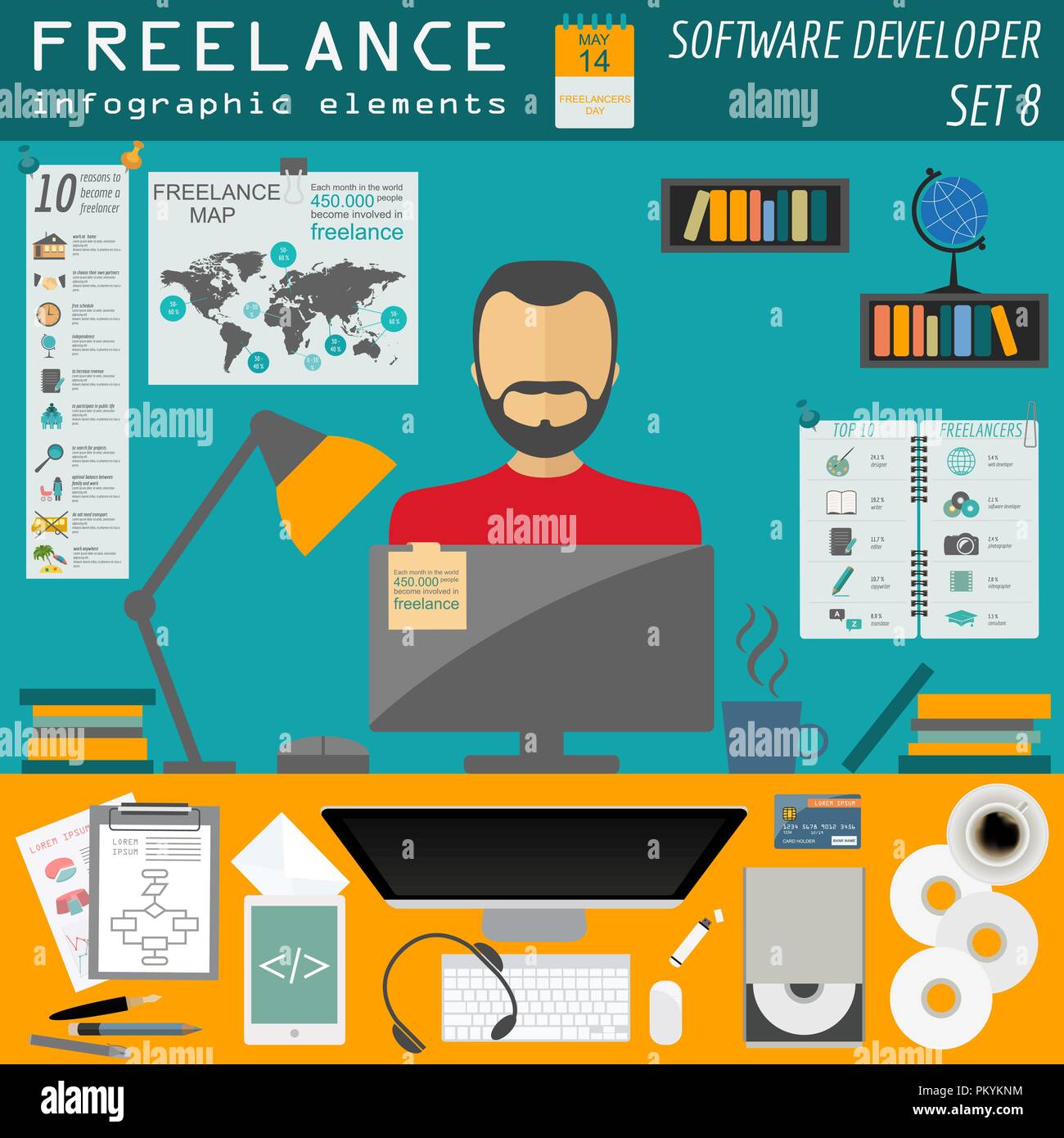 Freelance infographic template. Set elements for creating you own ...