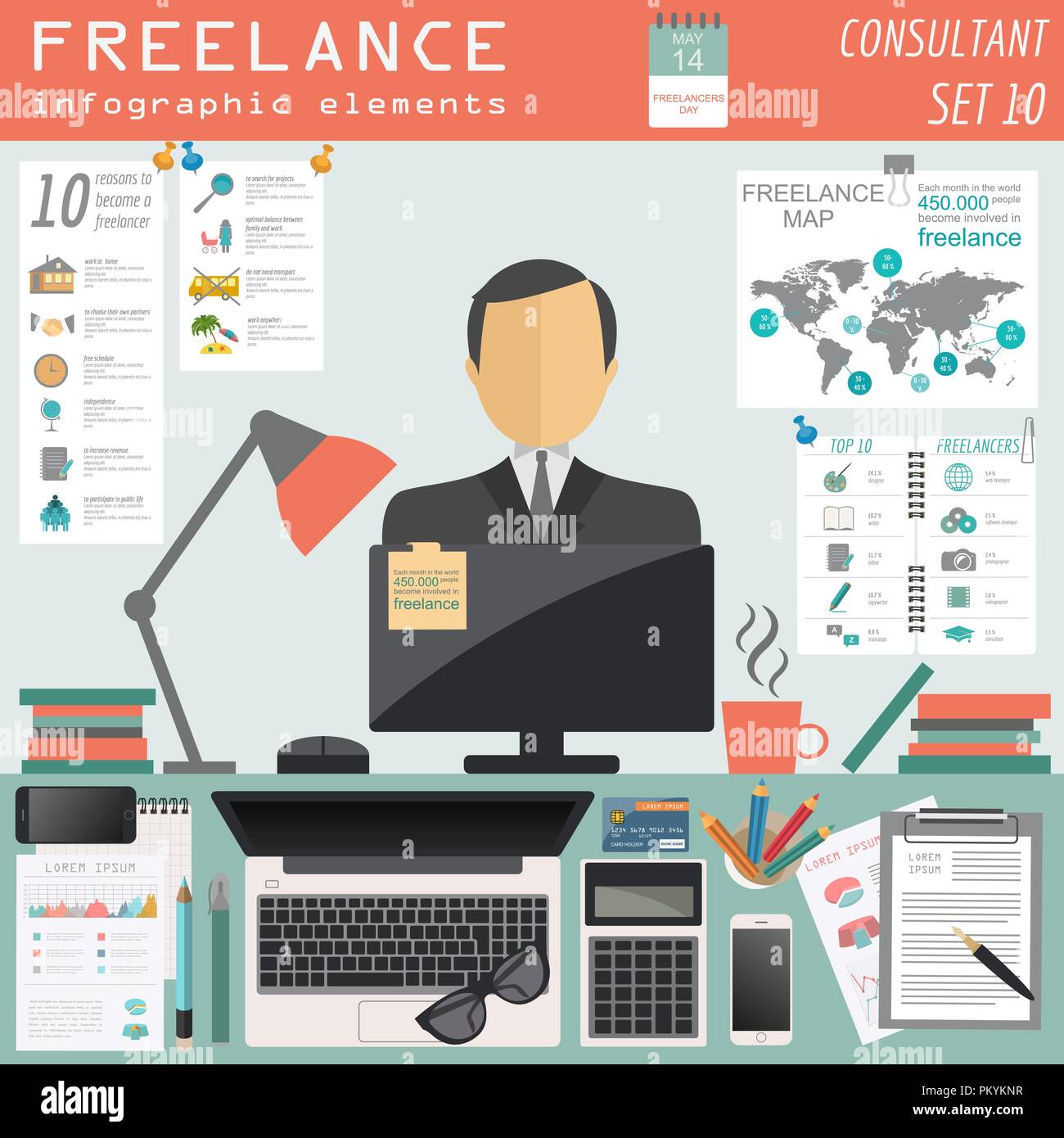 Freelance infographic template. Set elements for creating you own ...