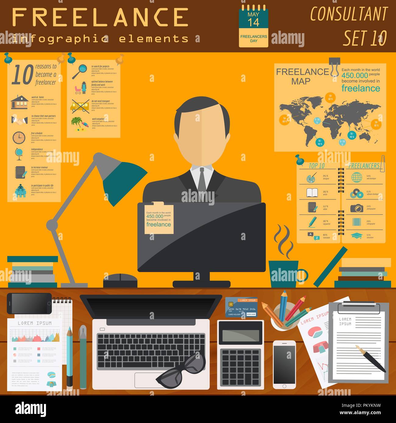 Freelance infographic template. Set elements for creating you own ...