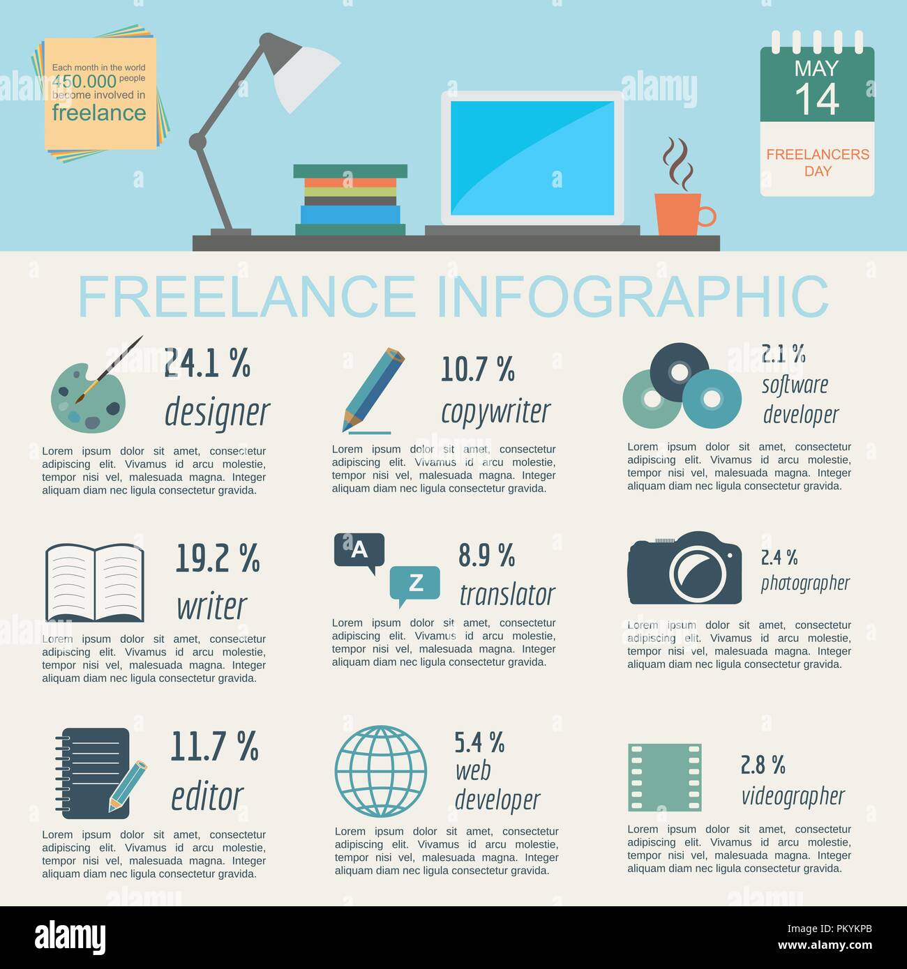 Freelance infographic template. Set elements for creating you own ...