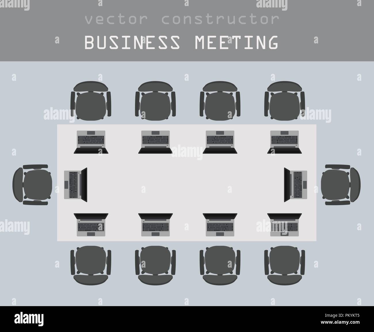 Business meeting. Working place in flat design. Constructor of your own ...
