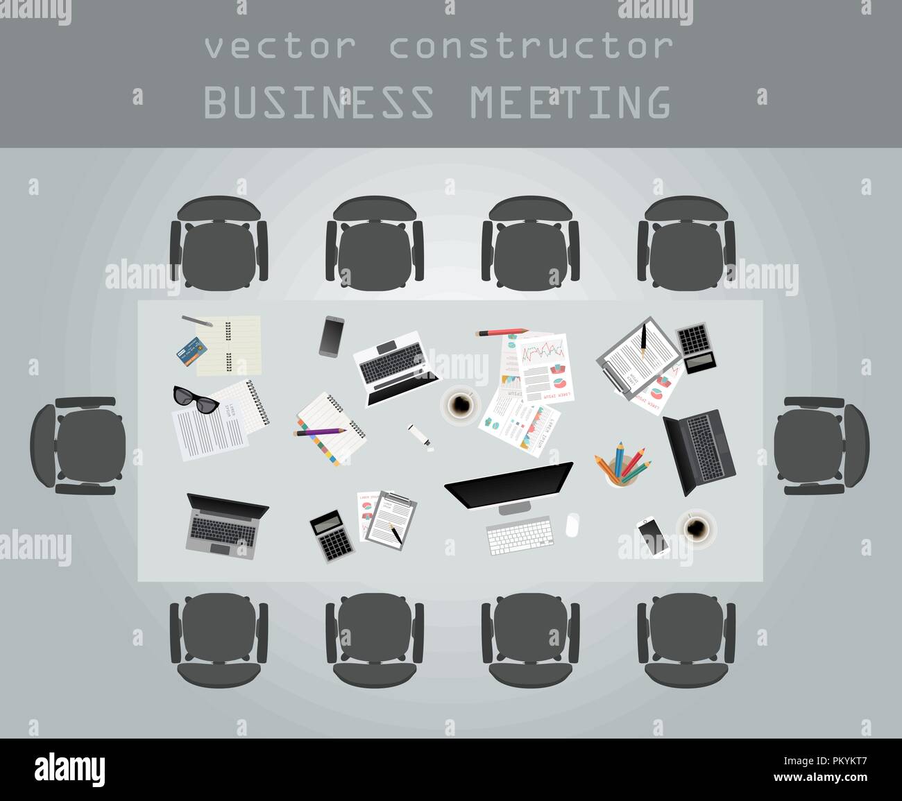 Business meeting. Working place in flat design. Constructor of your own ...