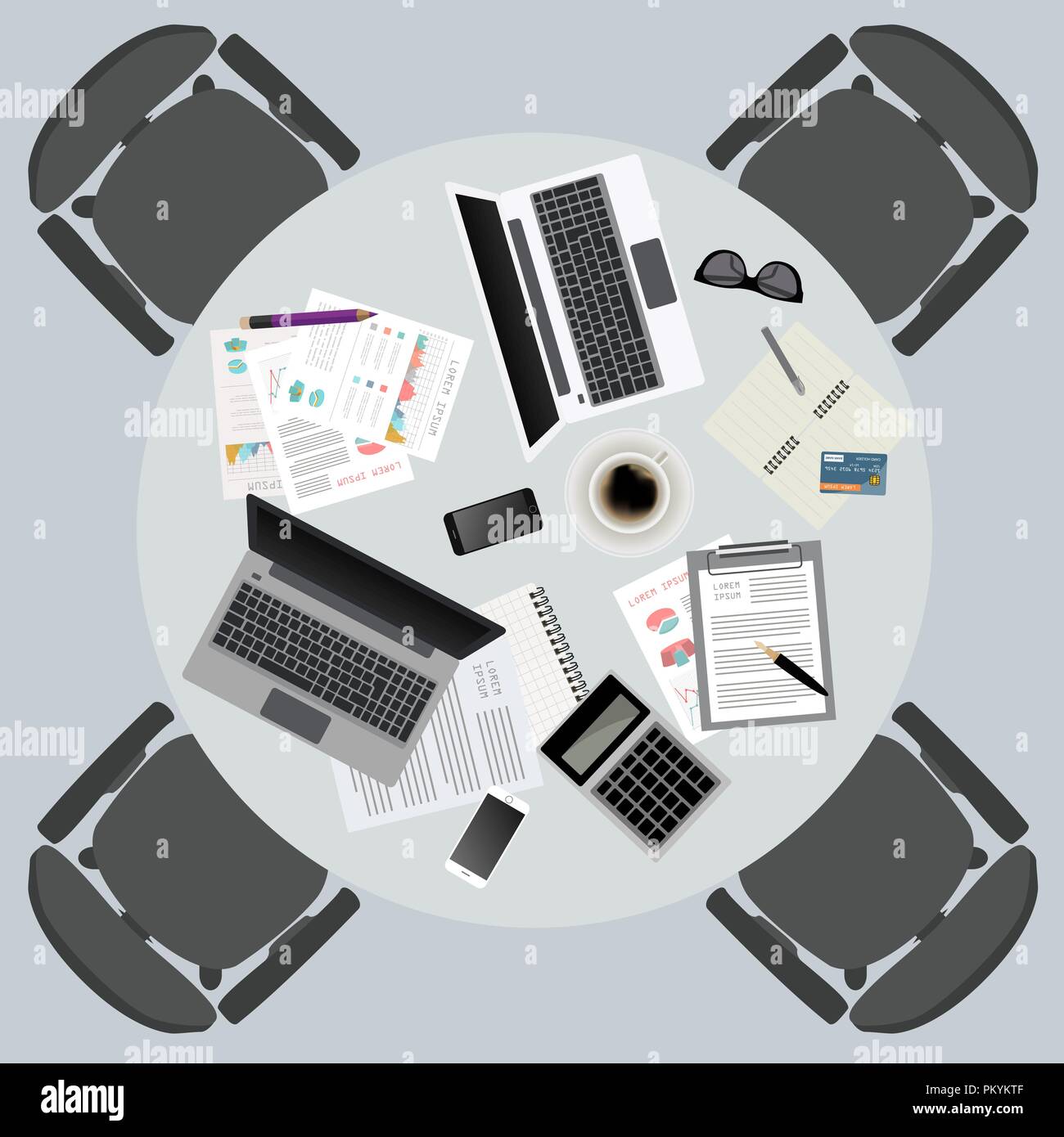 Business meeting. Working place in flat design. Constructor of your own ...