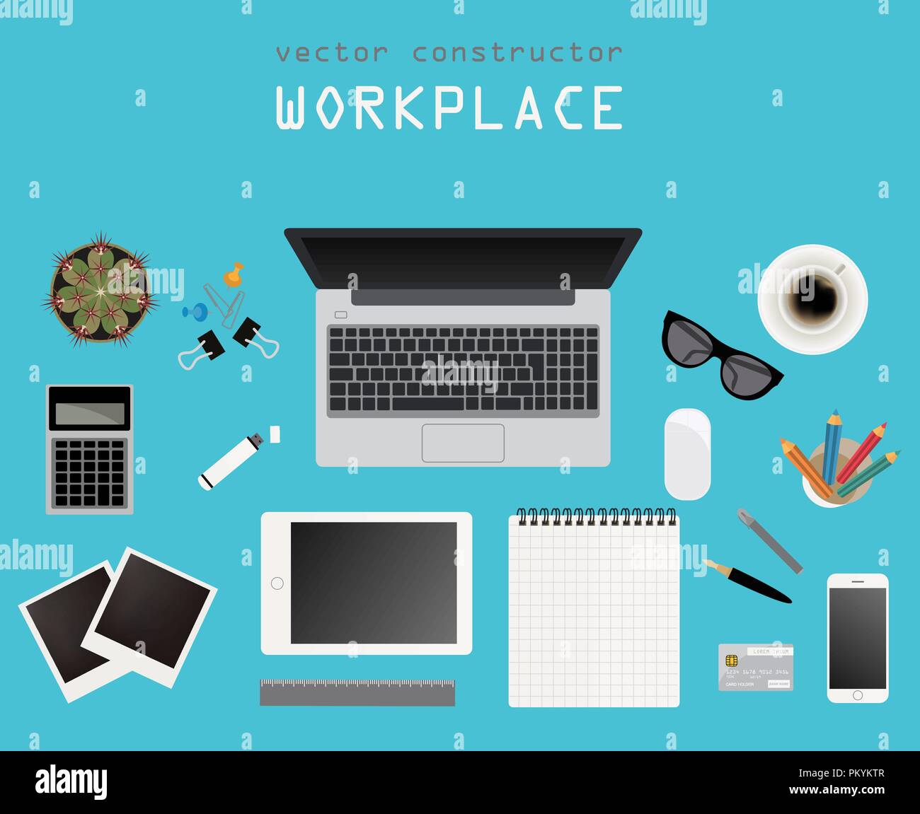 Working place in flat design. Constructor of your own work space ...