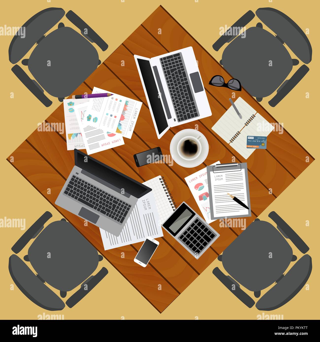 Business meeting. Working place in flat design. Constructor of your own ...