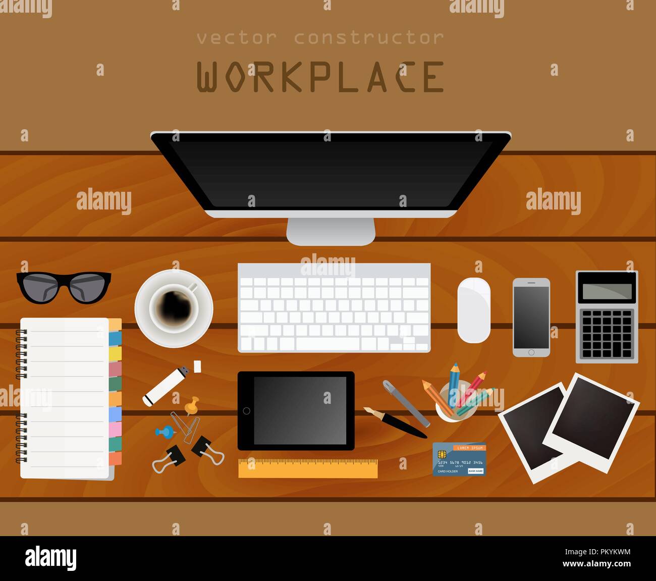 Office space in home Stock Vector Images - Alamy