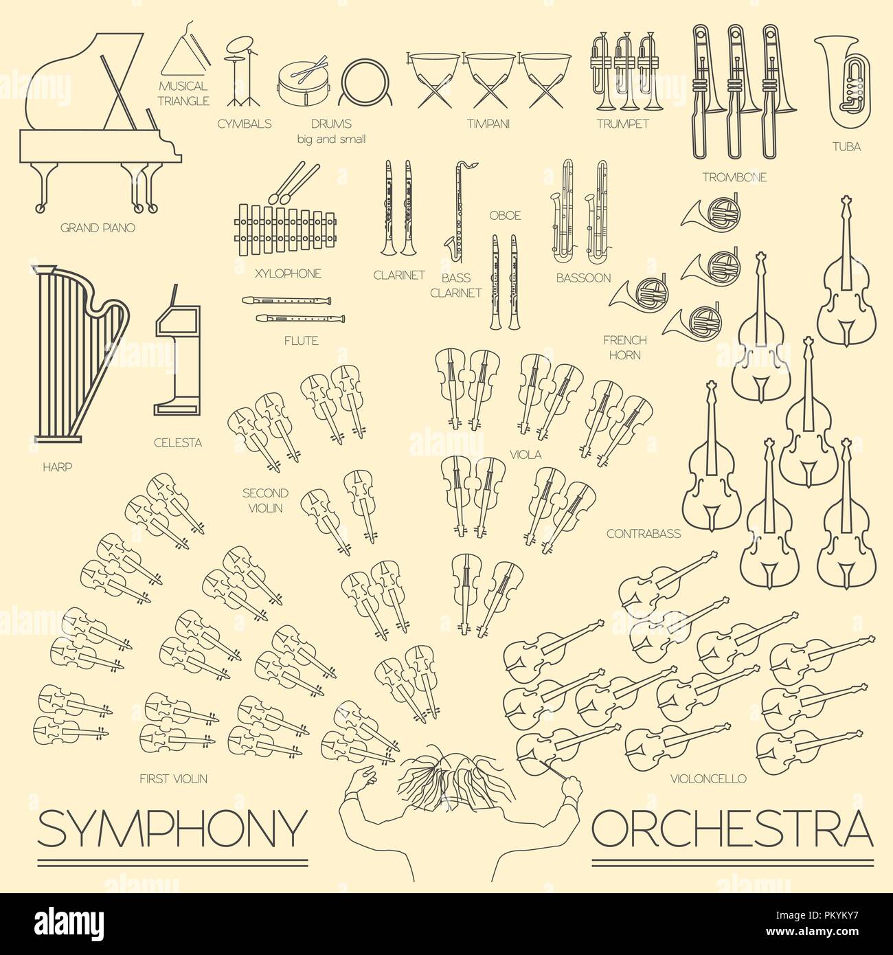 Musical instruments graphic template. All types of musical instruments ...