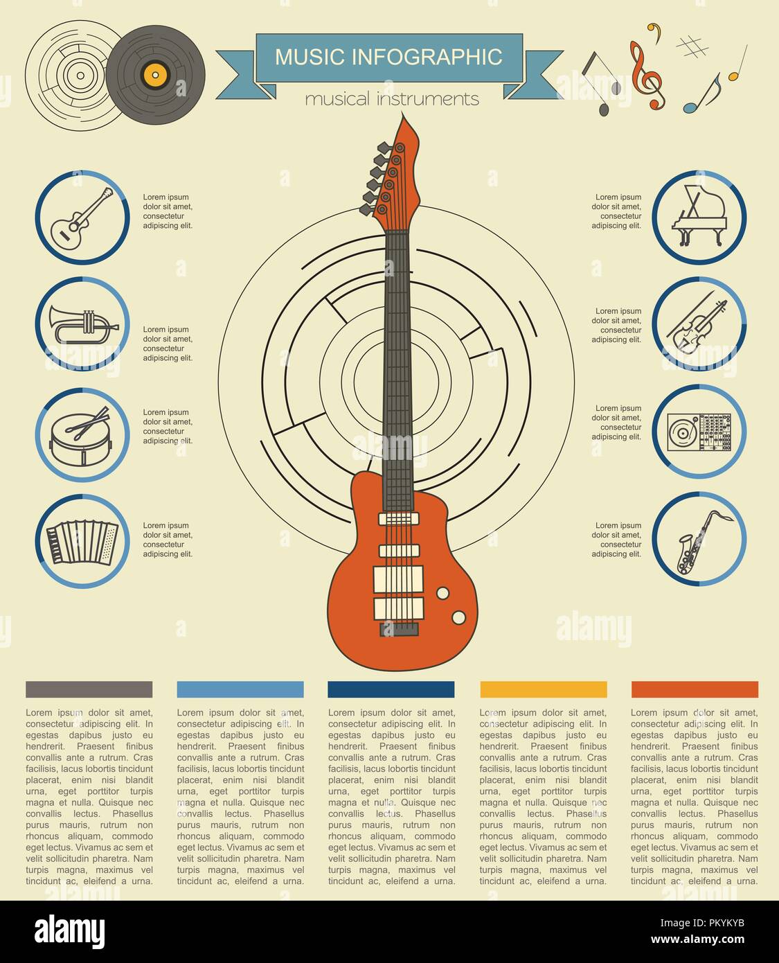 Musical instruments graphic template. All types of musical instruments ...