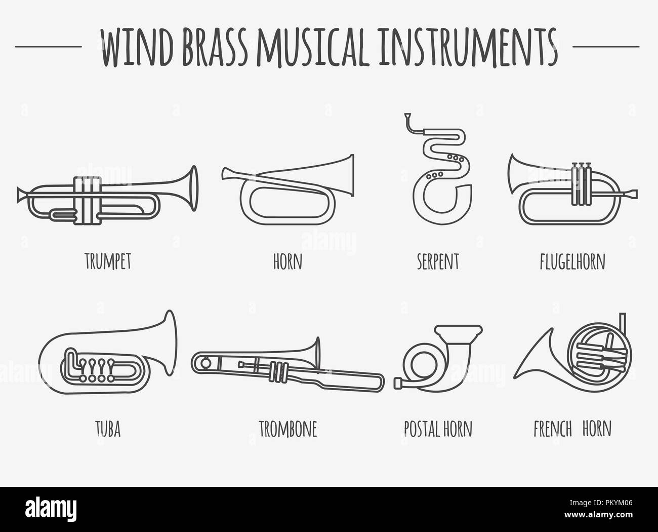 Musical instruments graphic template. Wind brass. Vector illustration ...