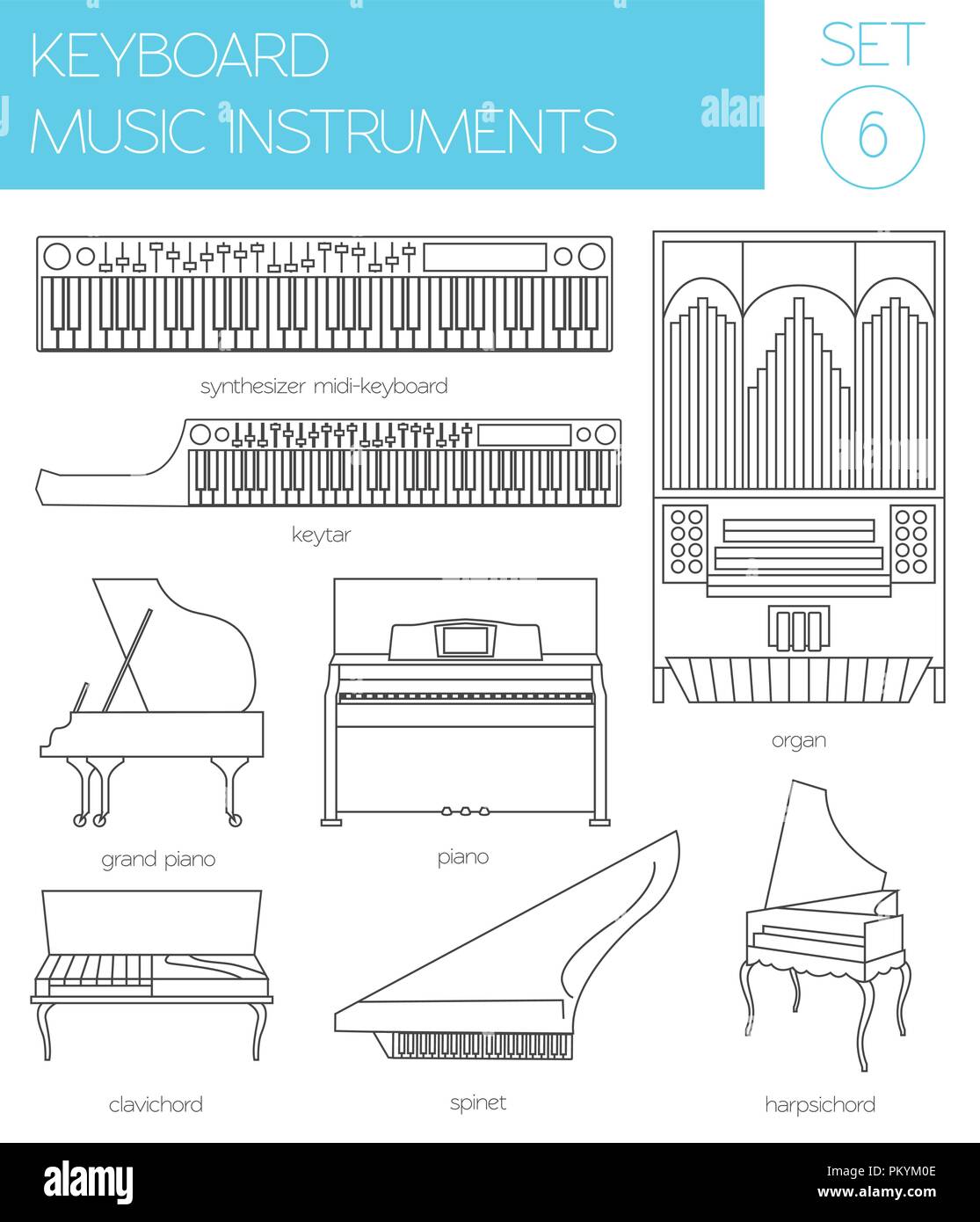 Musical instruments graphic template. Keyboard. Vector illustration ...