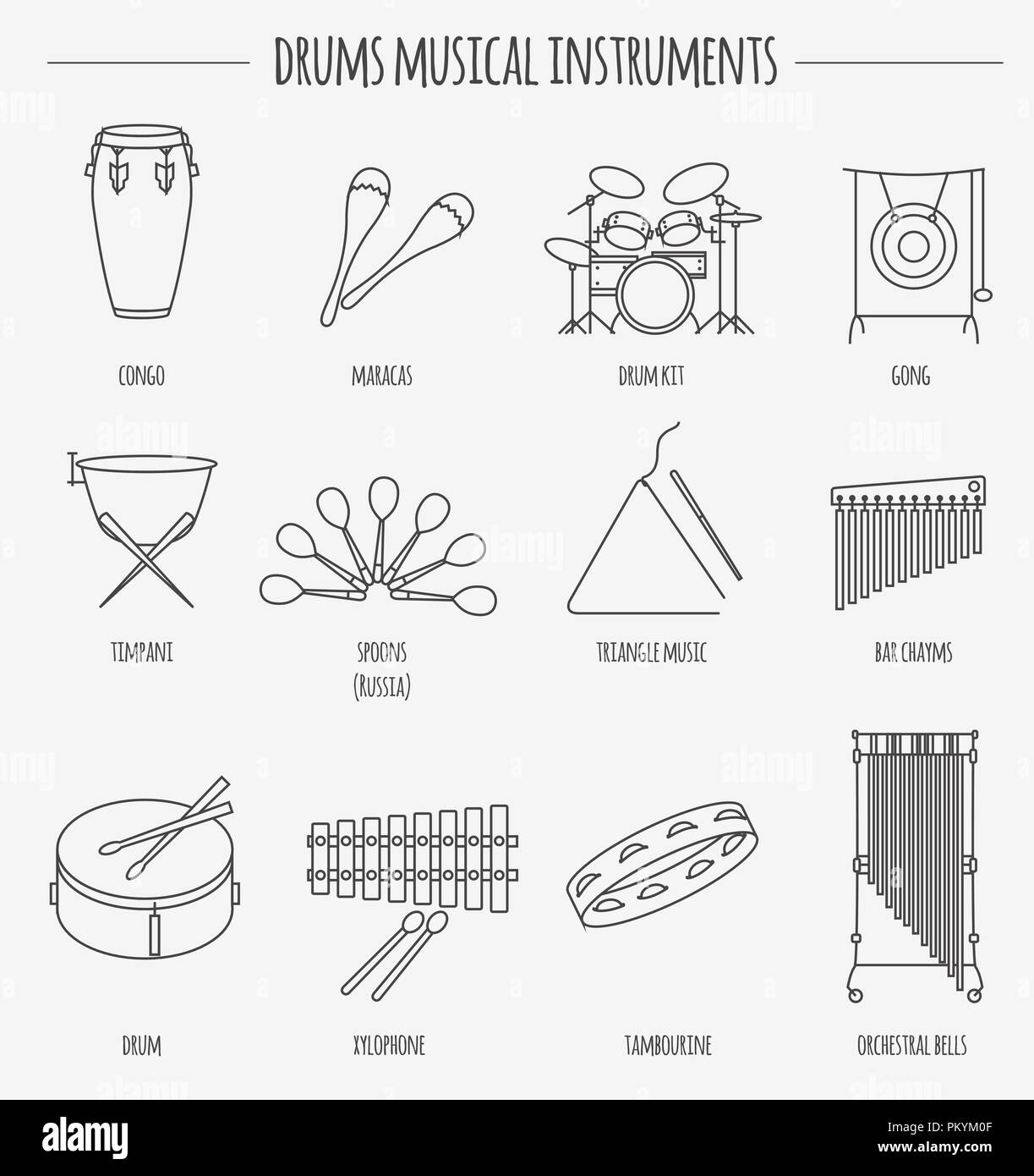 Musical instruments graphic template. Drums. Vector illustration Stock ...