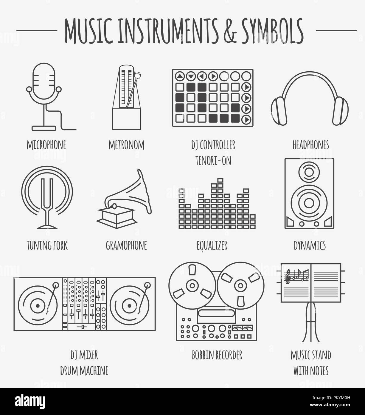 Musical instruments & symbols graphic template. Vector illustration ...