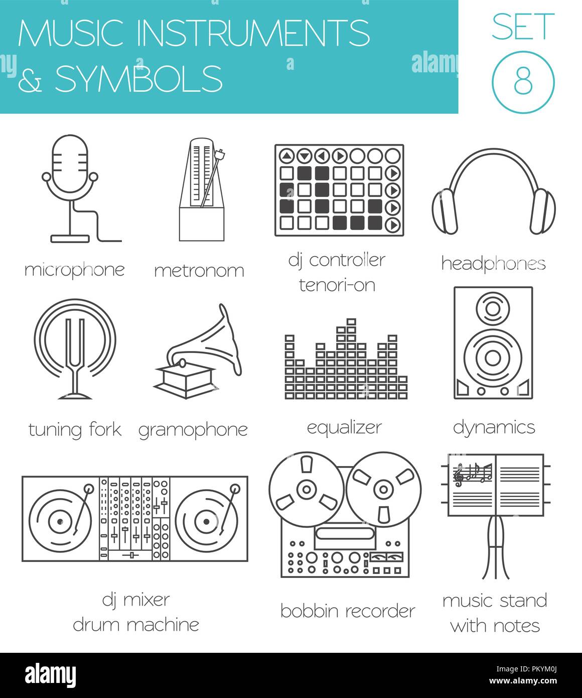 Musical instruments & symbols graphic template. Vector illustration ...