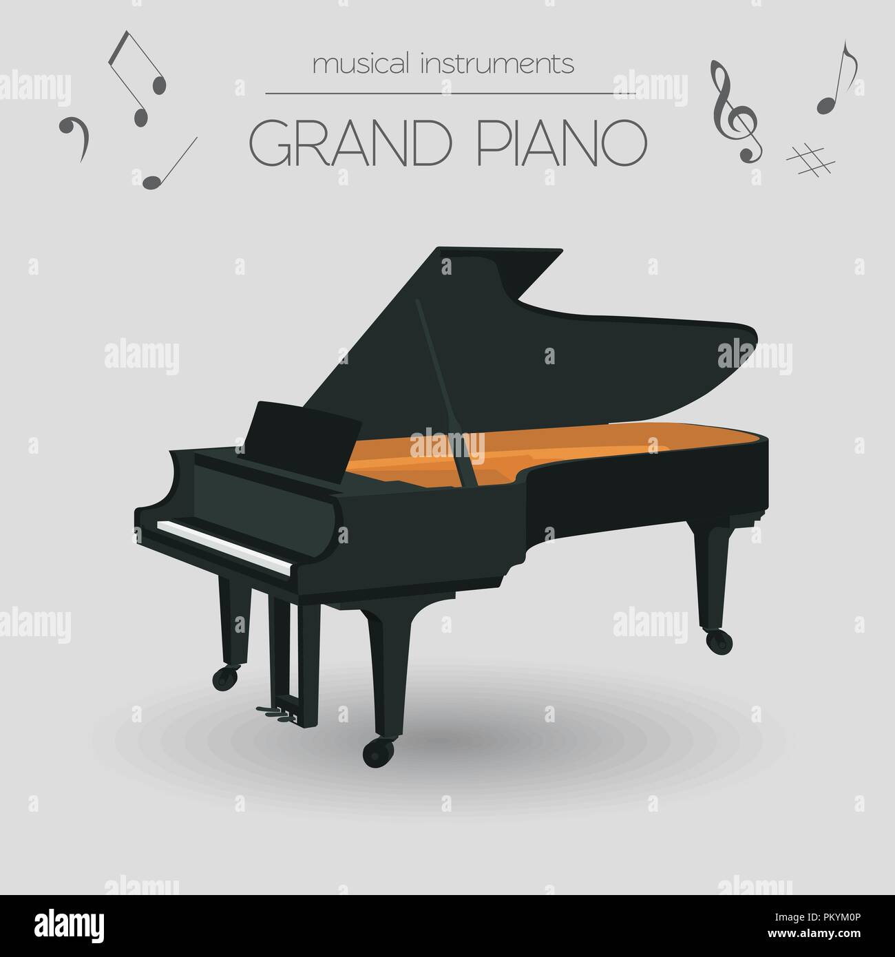 Musical instruments graphic template. Grand piano. Vector illustration ...