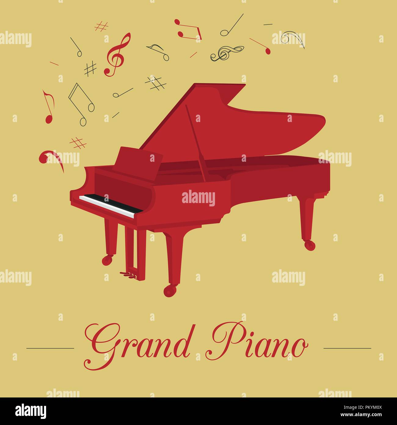 Musical instruments graphic template. Grand piano. Vector illustration ...