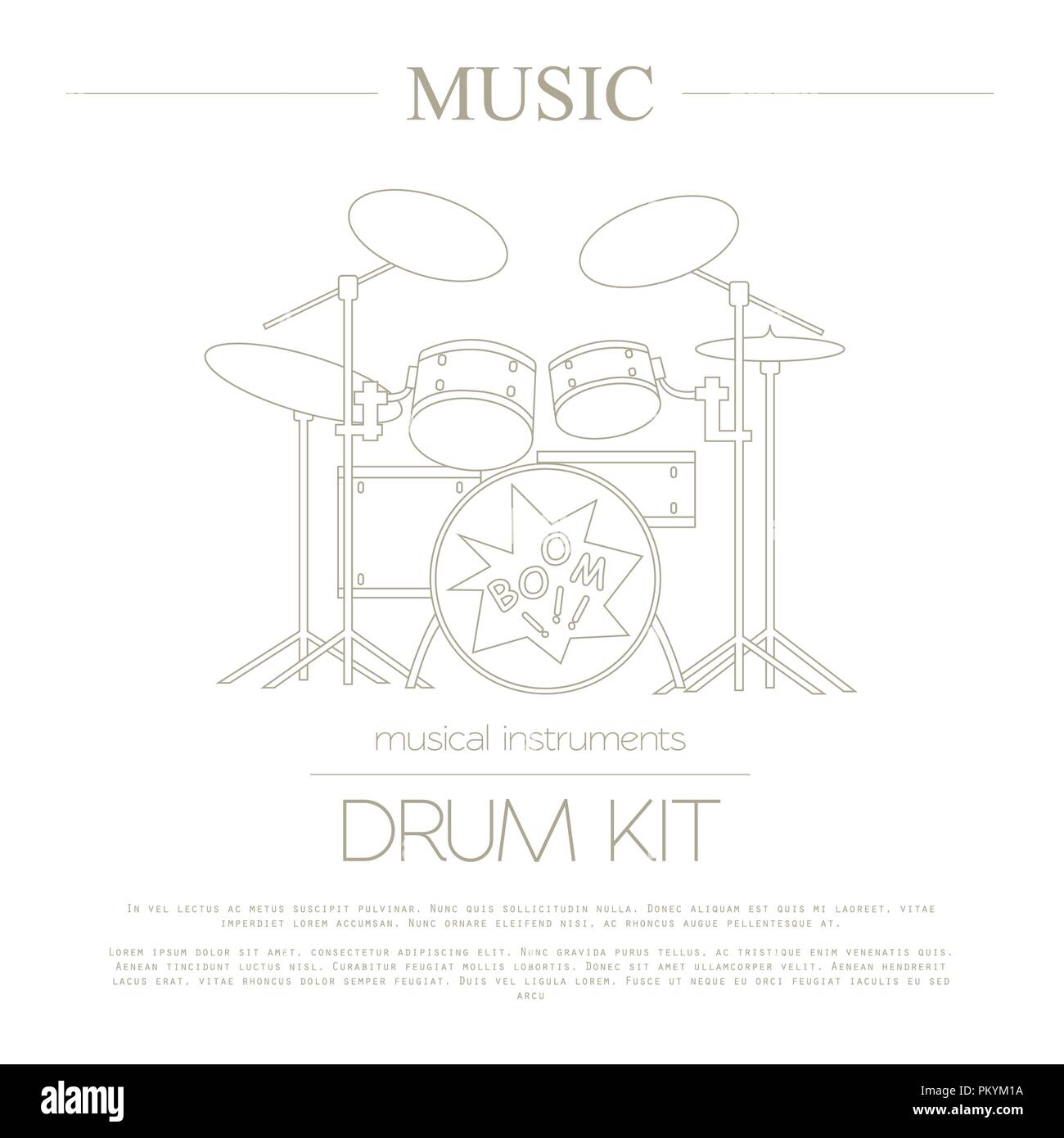Musical instruments graphic template. Drumkit. Vector illustration ...
