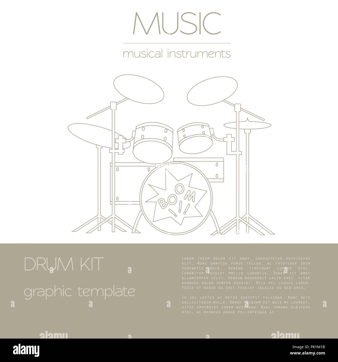 Musical instruments graphic template. Drumkit. Vector illustration ...