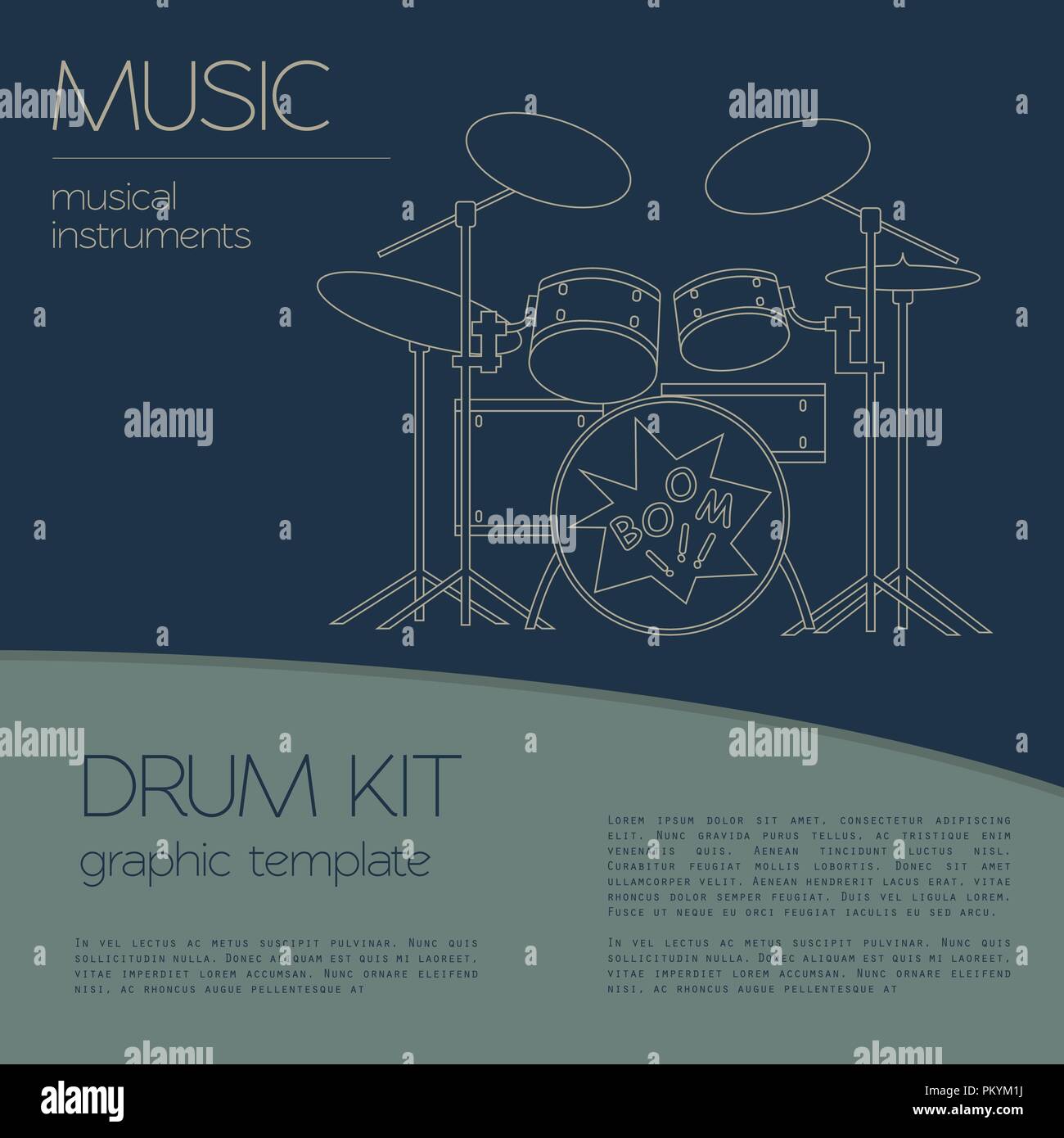 Musical instruments graphic template. Drumkit. Vector illustration ...