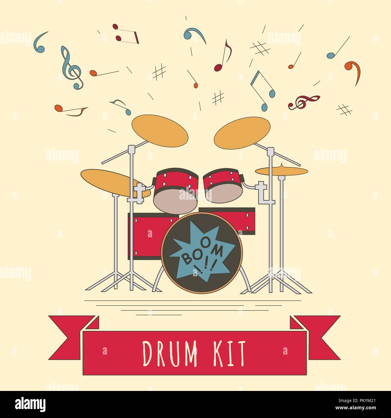 Musical instruments graphic template. Drumkit. Vector illustration ...