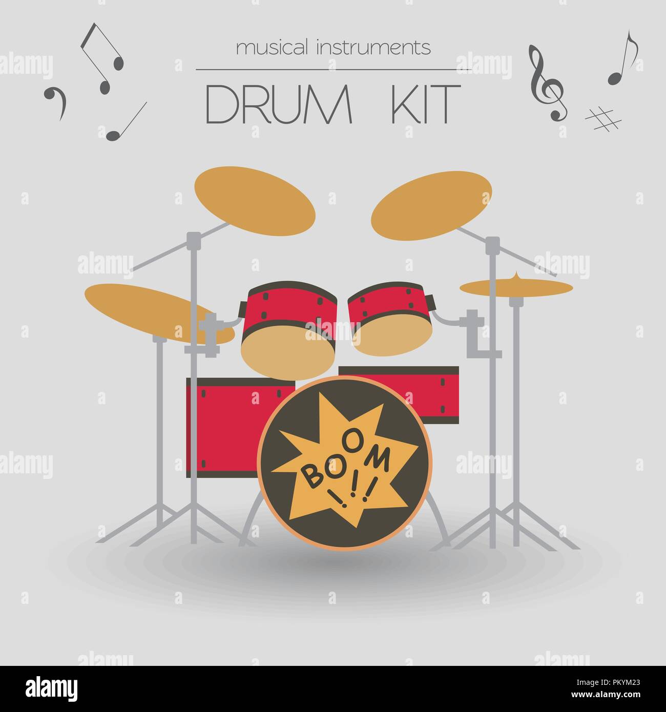 Musical instruments graphic template. Drumkit. Vector illustration ...