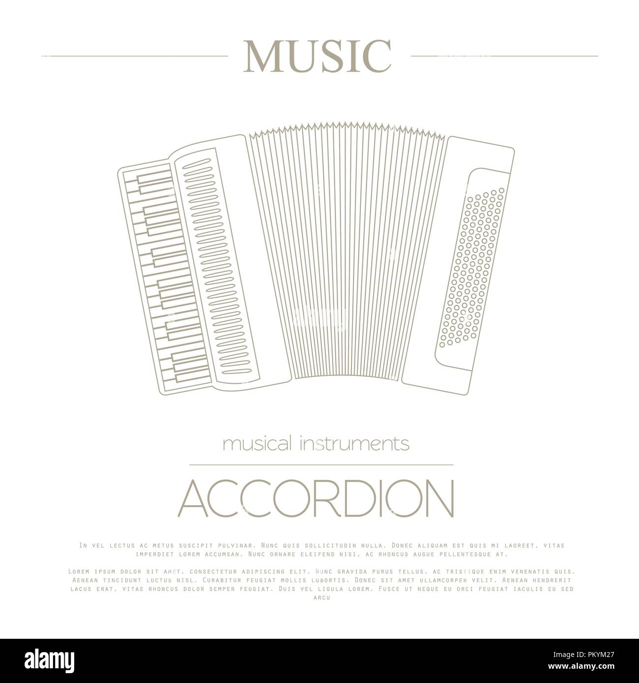 Musical instruments graphic template. Accordion. Vector illustration ...