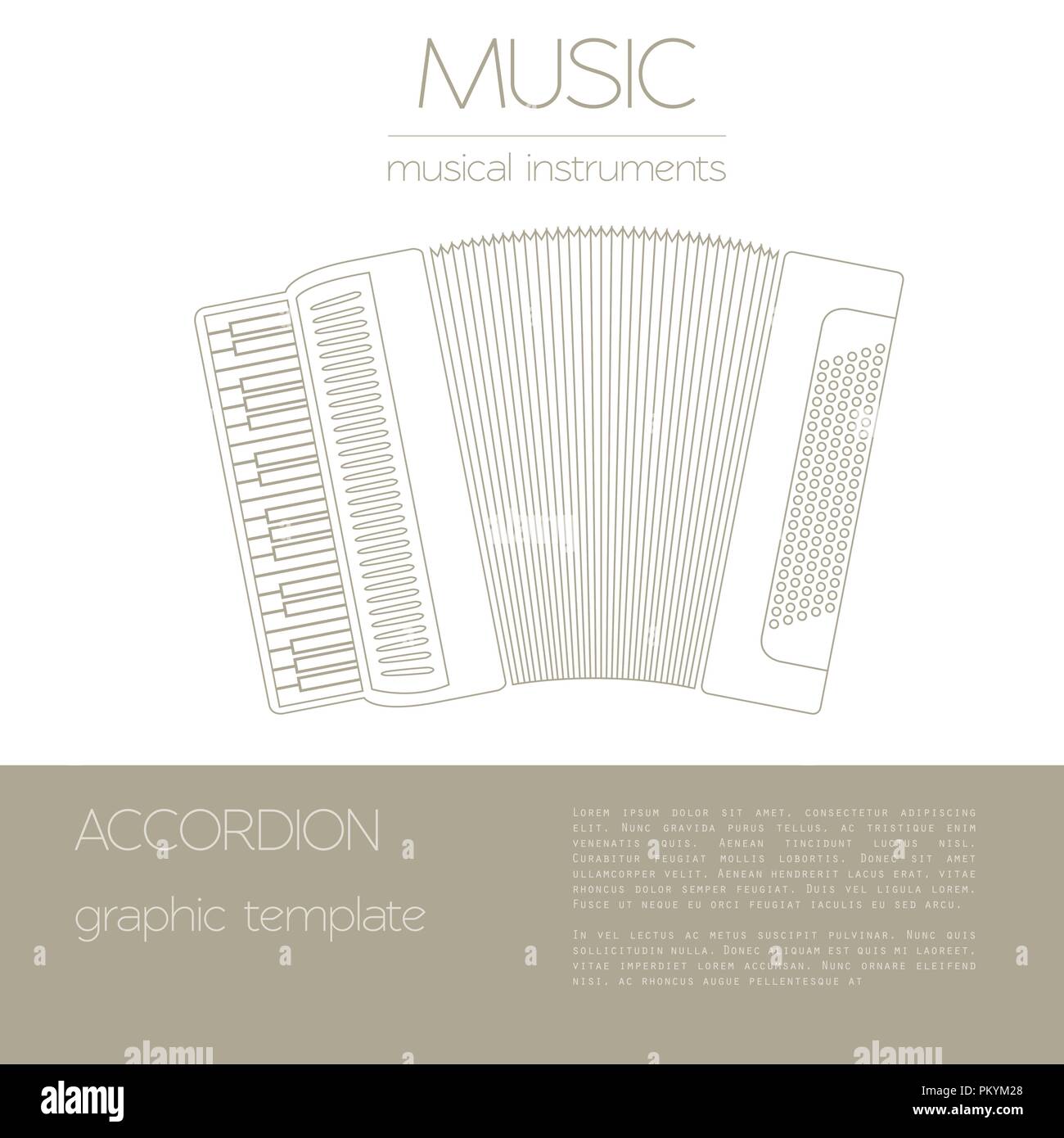Musical instruments graphic template. Accordion. Vector illustration ...