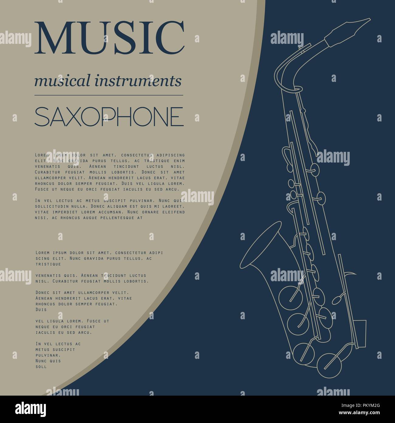 Musical instruments graphic template. Saxophone. Vector illustration ...