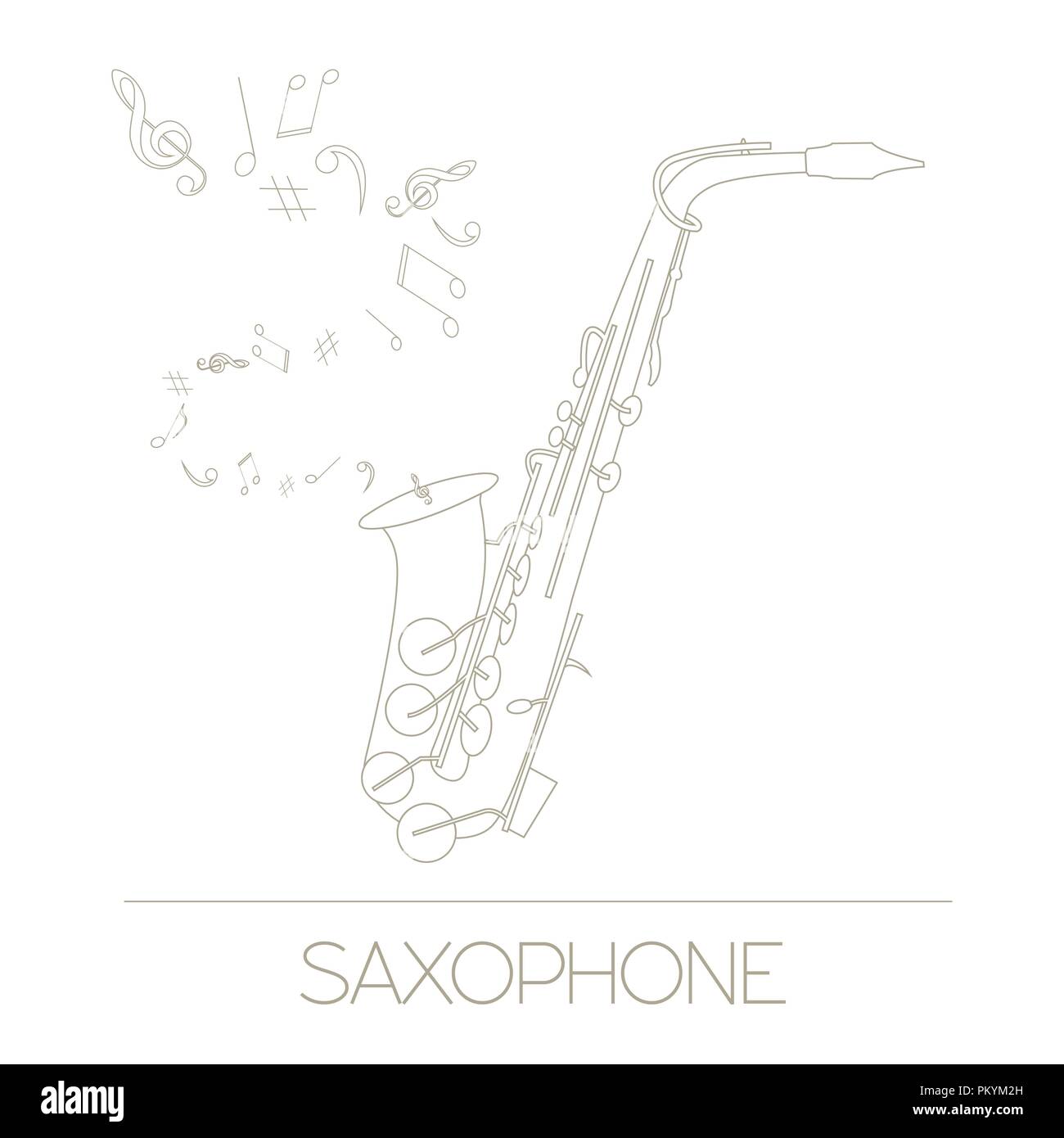 Musical instruments graphic template. Saxophone. Vector illustration ...