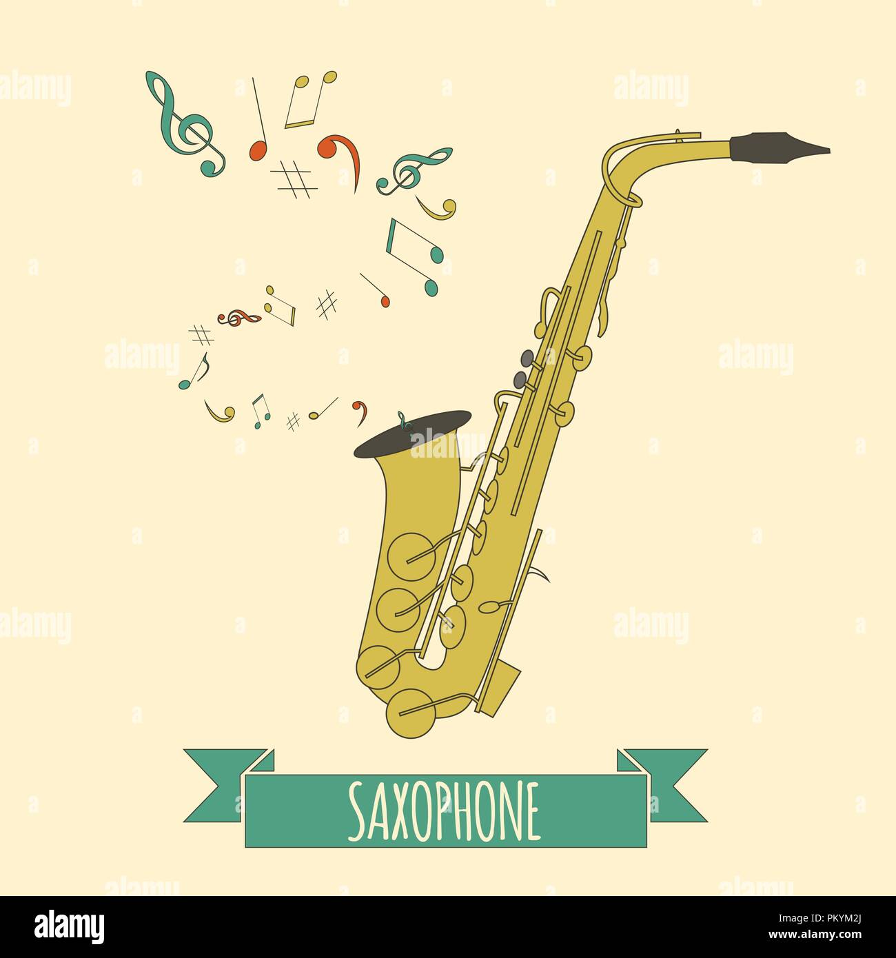 Musical instruments graphic template. Saxophone. Vector illustration ...