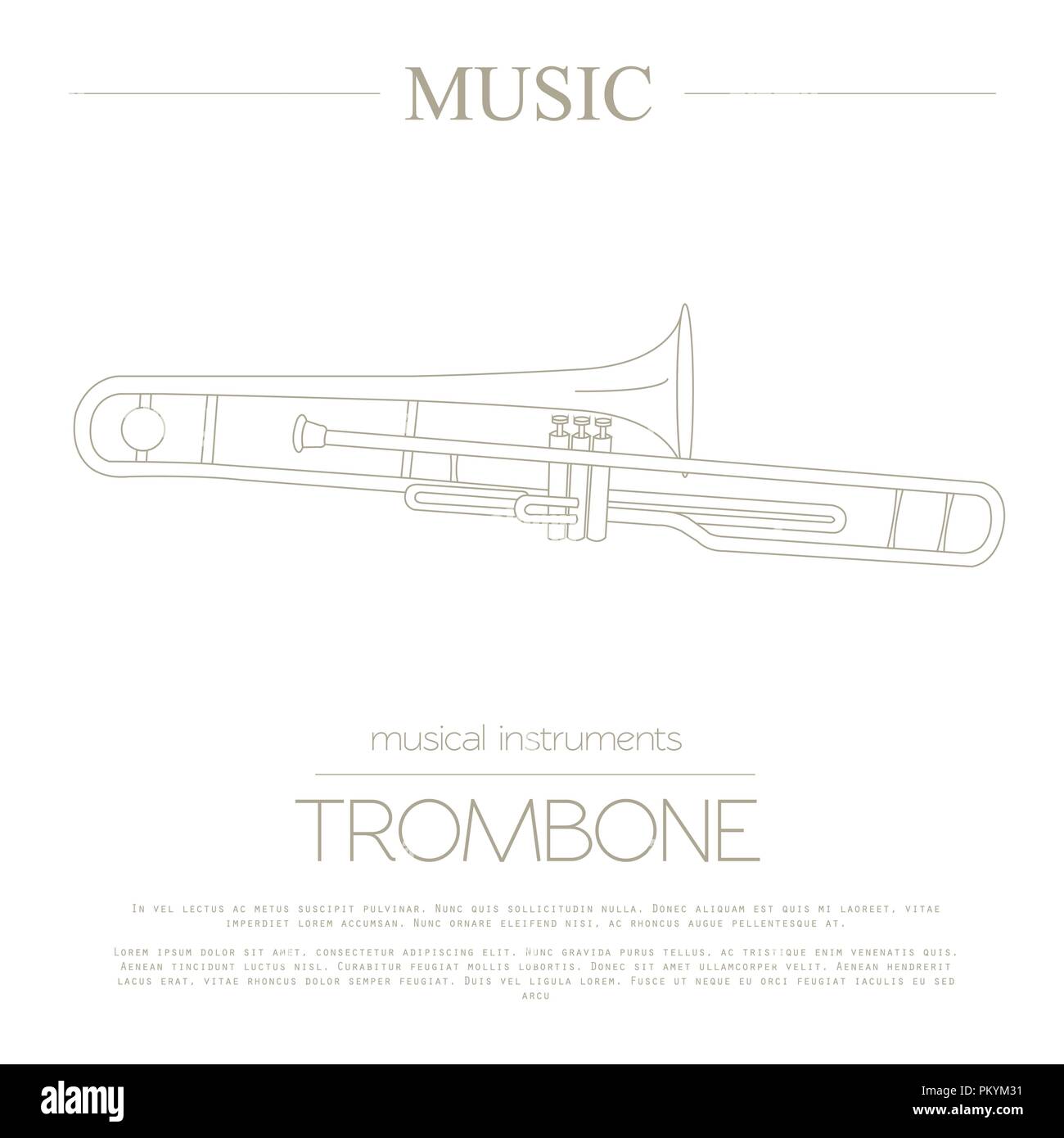 Musical instruments graphic template. Trombone. Vector illustration ...
