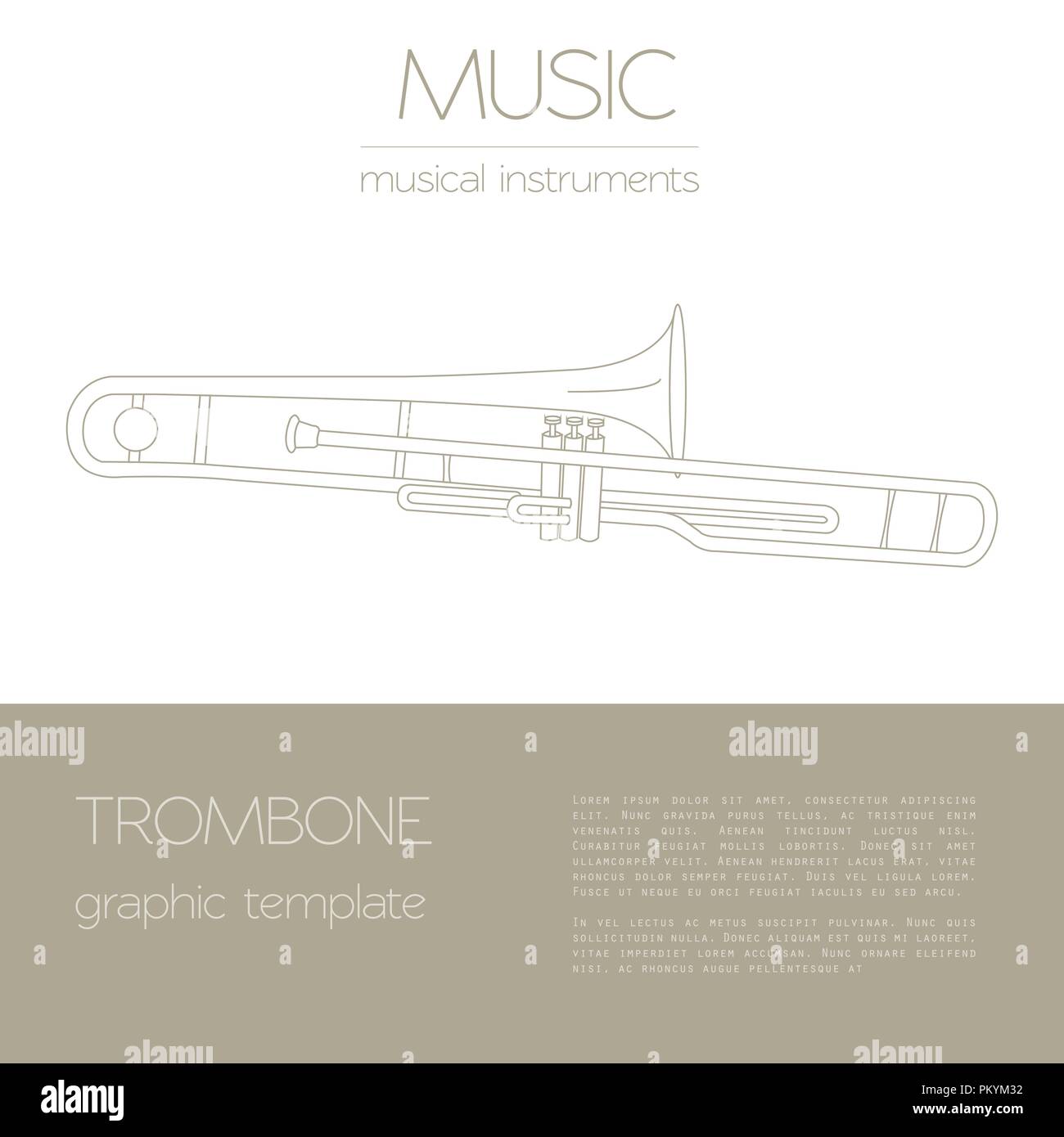 Musical instruments graphic template. Trombone. Vector illustration ...
