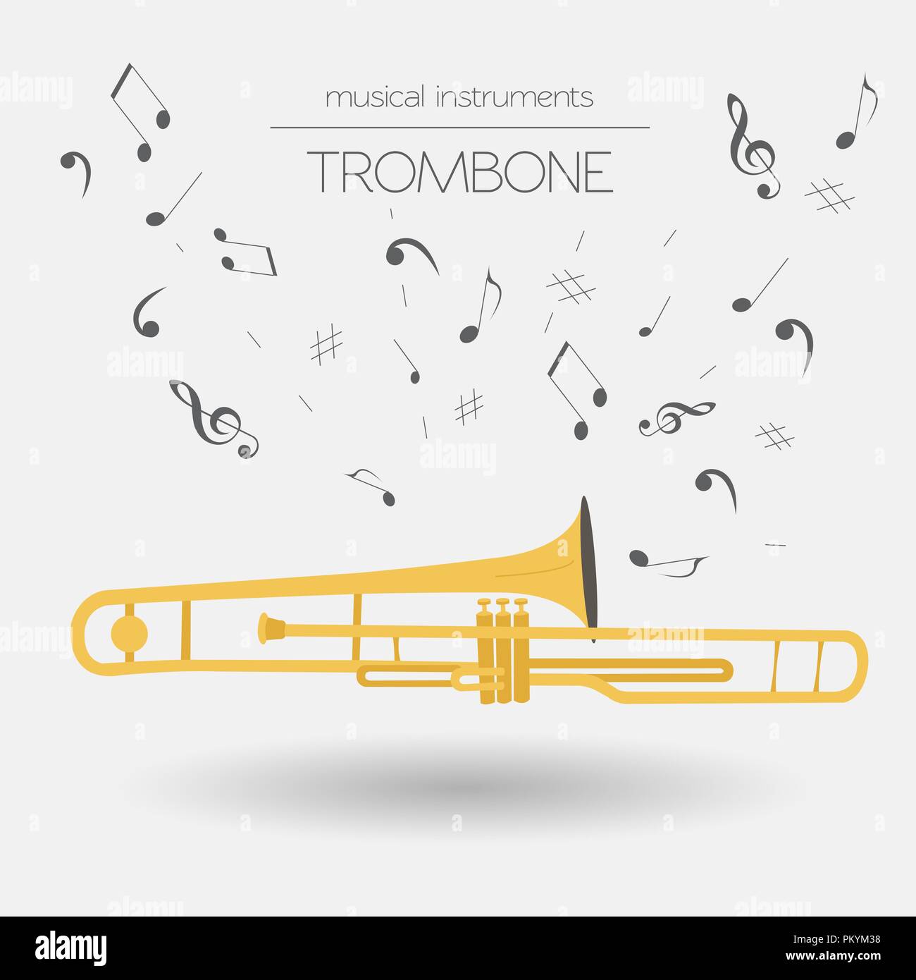 Musical instruments graphic template. Trombone. Vector illustration ...
