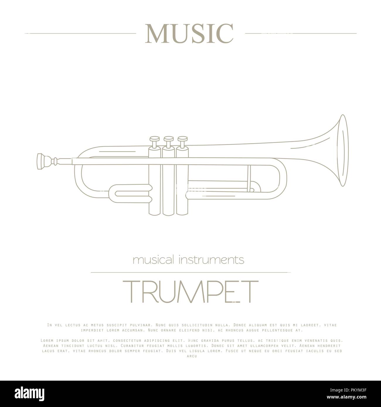Musical instruments graphic template. Trumpet. Vector illustration ...